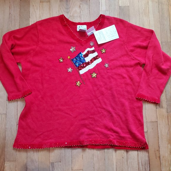 Quacker Factory | Sweaters | Vintage Quacker Factory Red Knit ...